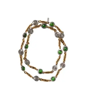 Versace Medusa Engraved Chain Necklace - Green Gold