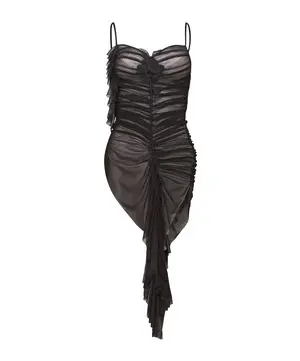 David Koma Asymmetrical Ruffled Halter Top - Black