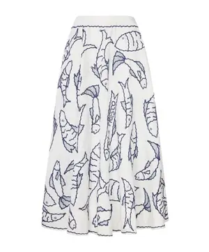 Farm Rio Farm Rio Embroidered Midi Skirt No