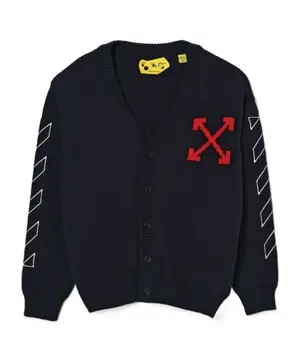 Off-White Long-sleeved Knitted Cardigan