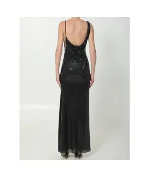 SELF-PORTRAIT Rhinestone Draped Maxi Dress