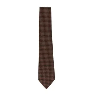 Tagliatore Houndstooth Neck Tie - Brown