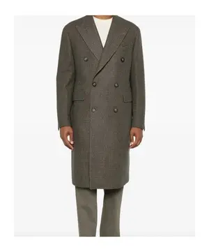 Tagliatore Double-breasted Long-sleeved Checked Coat - Green