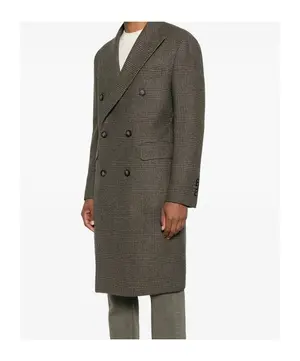 Tagliatore Double-breasted Long-sleeved Checked Coat - Green