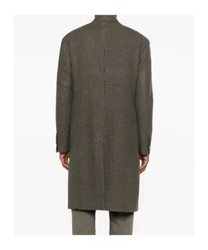 Tagliatore Double-breasted Long-sleeved Checked Coat - Green