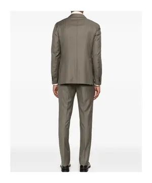 Tagliatore Long-sleeved Herringbone Suit Jacket - Brown