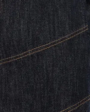 SELF-PORTRAIT Denim Fishtail Hem Midi Skirt - Black