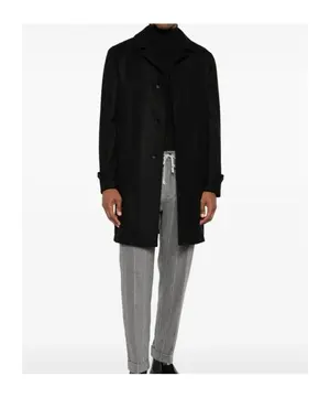 Tagliatore Long-sleeved Trench Coat - Black