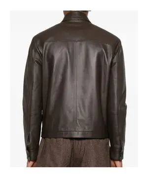 Tagliatore Long-sleeved Leather Jacket - Black