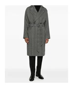 Tagliatore Double-breasted Herringbone Coat - Gray