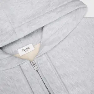 Celine Cropped Cotton Fleece Hoodie With Triumphal Embroidery