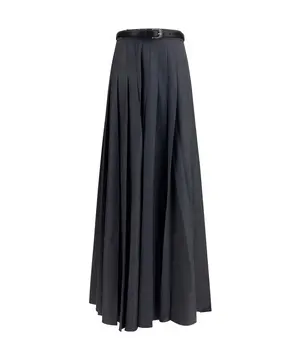 SELF-PORTRAIT Pleated Maxi Skirt - Grey
