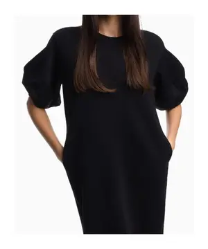 Emporio Armani Stretch Double Jersey Dress With Rayon Insert