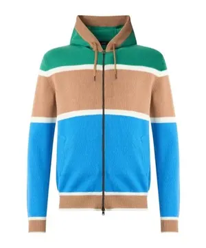 Herno Striped Zip-up Hooded Sweater