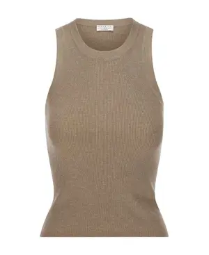 Brunello Cucinelli Sleeveless Ribbed Knit Vest