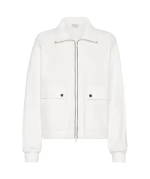 Brunello Cucinelli Monili Bead-embellished Full Zip Sweatshirt - Off-white