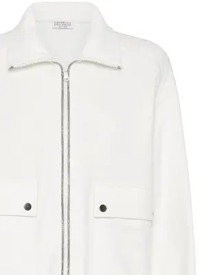 Brunello Cucinelli Monili Bead-embellished Full Zip Sweatshirt - Off-white