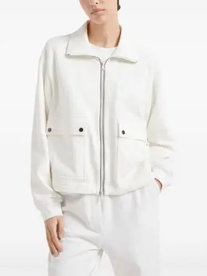 Brunello Cucinelli Monili Bead-embellished Full Zip Sweatshirt - Off-white