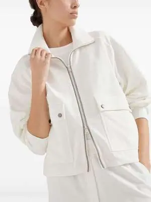 Brunello Cucinelli Monili Bead-embellished Full Zip Sweatshirt - Off-white
