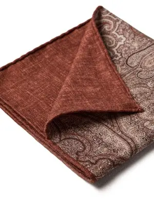Brunello Cucinelli Logo Patch Graphic Printed Pocket Square