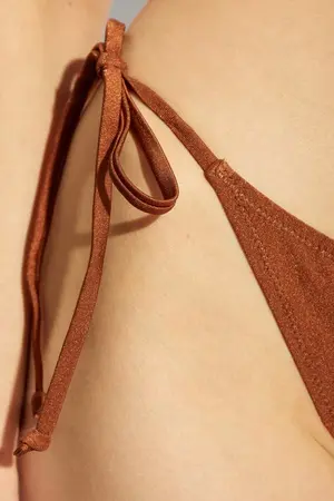 GANNI Bikini Briefs With Side Tie - Brown
