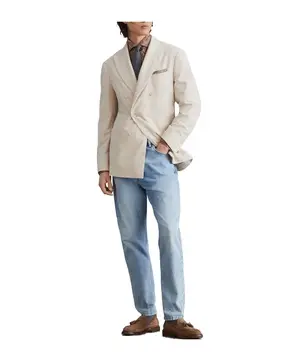 Brunello Cucinelli Corduroy Double Breasted Deconstructed Blazer