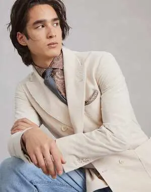 Brunello Cucinelli Corduroy Double Breasted Deconstructed Blazer