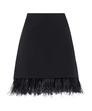 Brunello Cucinelli High-waist Feather-trimmed Mini Skirt