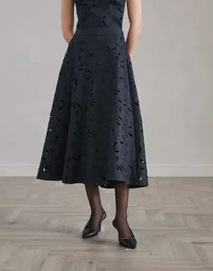 Brunello Cucinelli Openwork Midi Skirt