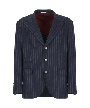 Brunello Cucinelli Single-breasted Striped Tailored Blazer