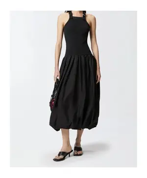 Pinko Balloon Hem Midi Dress With Racer Back