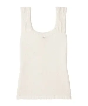 Khaite Sleeveless Knit Top With Ribbed Piping - Cream