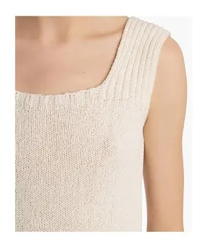 Khaite Sleeveless Knit Top With Ribbed Piping - Cream