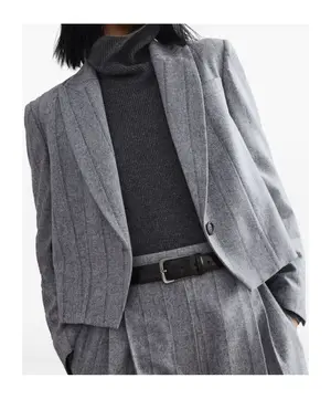 Brunello Cucinelli Striped Cropped Flannel Blazer
