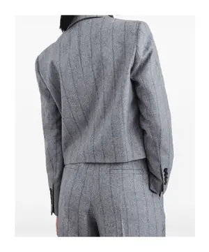 Brunello Cucinelli Striped Cropped Flannel Blazer