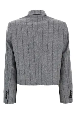 Brunello Cucinelli Striped Cropped Flannel Blazer