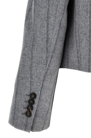 Brunello Cucinelli Striped Cropped Flannel Blazer