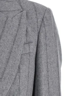 Brunello Cucinelli Striped Cropped Flannel Blazer