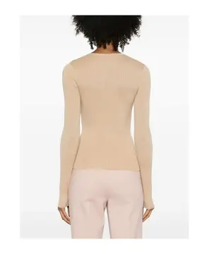 Max Mara V-neck Ribbed-knit Long-sleeve Top