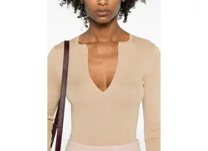Max Mara V-neck Ribbed-knit Long-sleeve Top