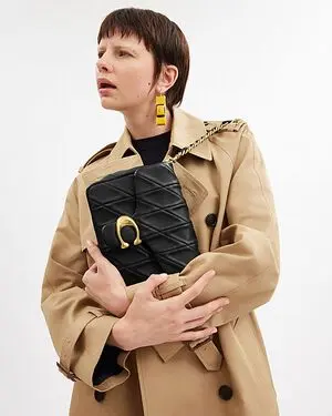 COACH Times Square Tabby Logo Plaque Quilted Shoulder Bag - Black