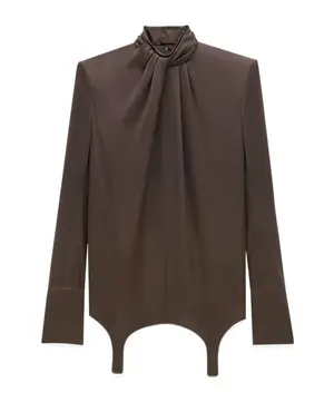 Saint Laurent Twist-neck Garter Blouse