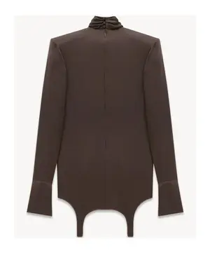Saint Laurent Twist-neck Garter Blouse