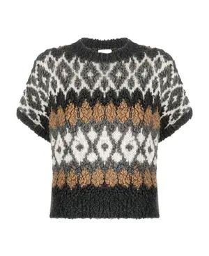 Brunello Cucinelli Argyle Knit Cashmere Vest - Black