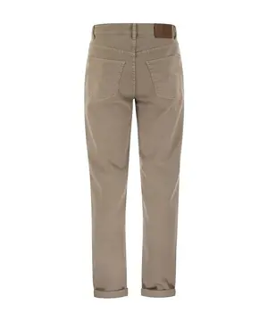 Brunello Cucinelli Straight-leg Jeans With Logo Patch - Light Brown