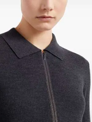 Brunello Cucinelli Monili-trim Ribbed Midi Dress