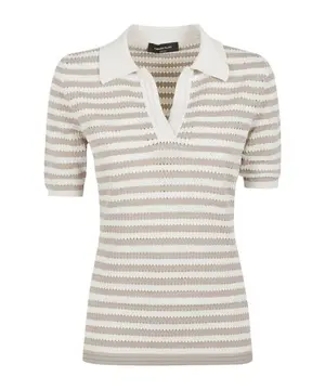 FABIANA FILIPPI Fabiana Filippi Striped Open-Knit V-Neck Top