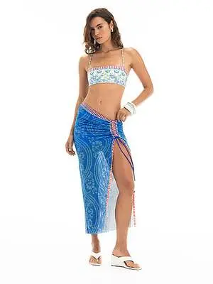 Victoria's Secret Agua Bendita Tock Skirt With Ruched Front And Side Slit - Blue