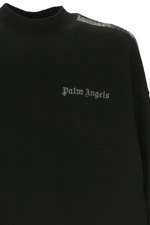 Palm Angels Glitter Logo Detail Crew-neck Sweatshirt