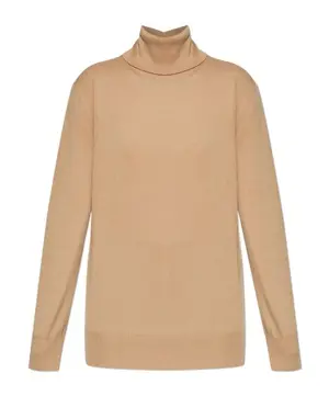 JIL SANDER High-neck Rib-knit Jumper - Beige